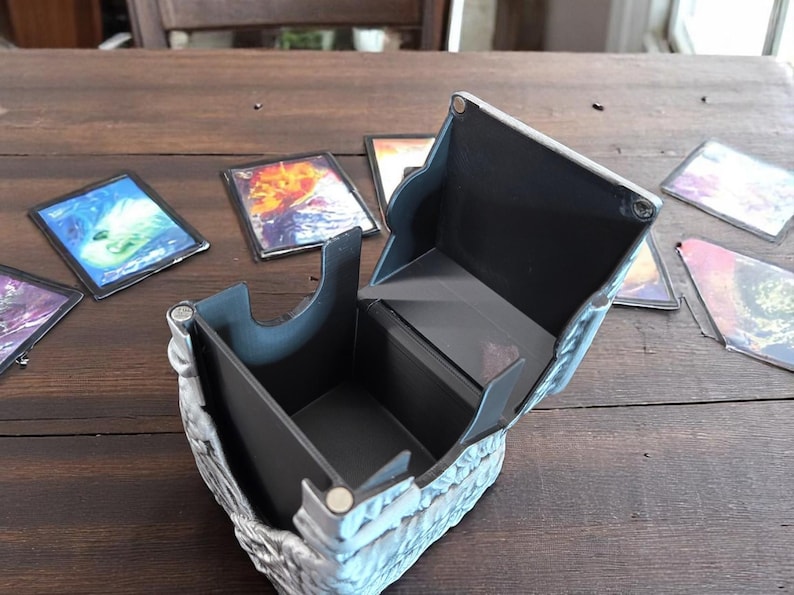 Angel Wing MTG Deck Box: Hand-painted Silver, Magnetic Lid - Etsy