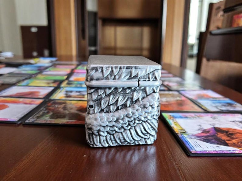 Angel Wing MTG Deck Box: Hand-painted Silver, Magnetic Lid - Etsy