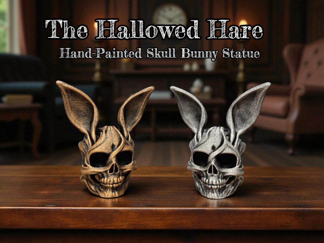 The Hallowed Hare – Hand-painted Skull Bunny Statue (gold or Silver ...