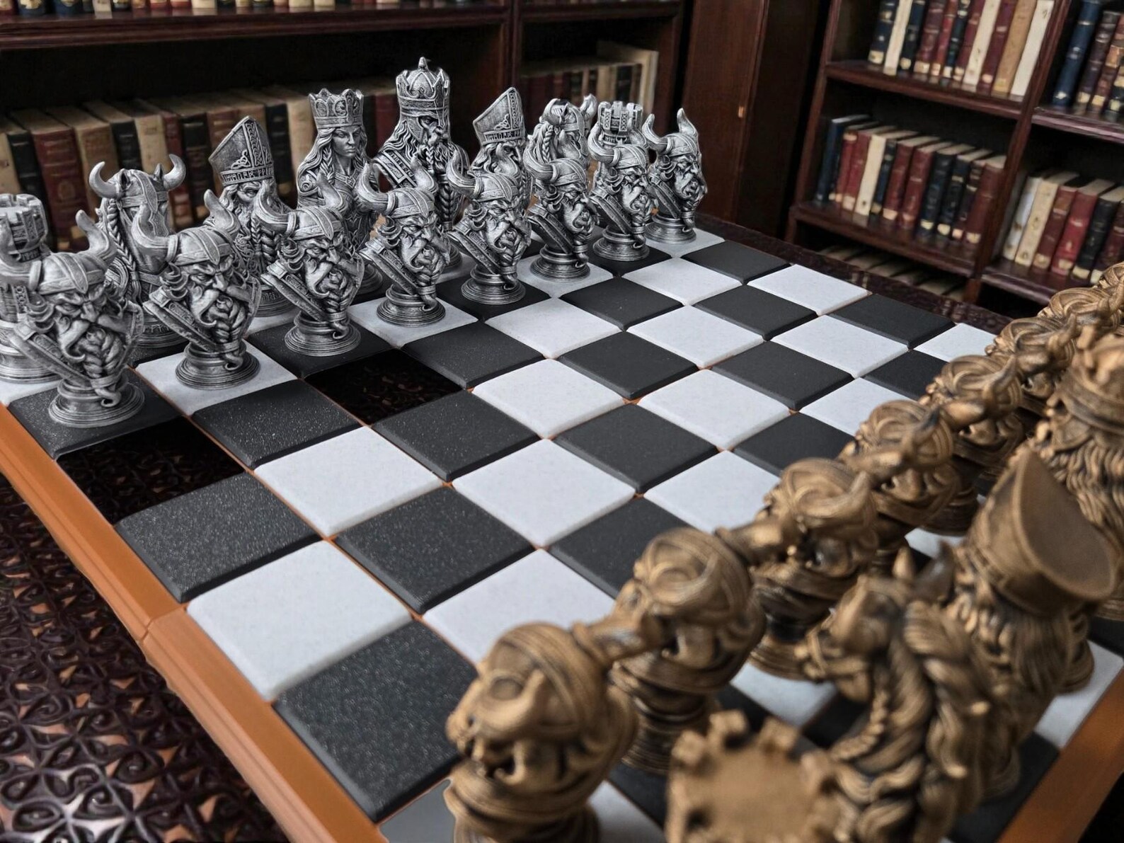 Viking Conquest Chess Set – Hand-painted Gold Vs. Silver | Display ...