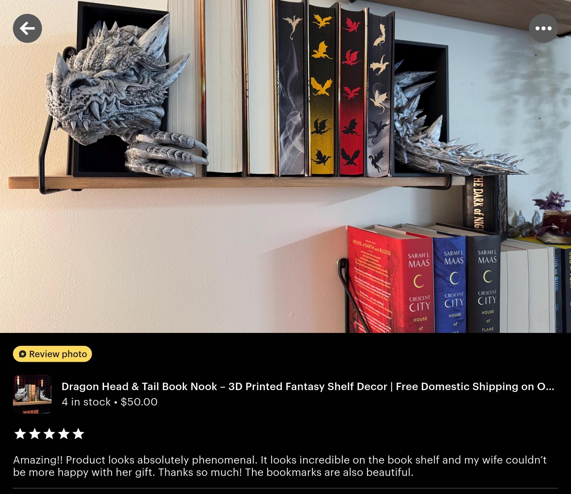 3D Printed Dragon Book Nook: Fantasy Shelf Decor - Etsy