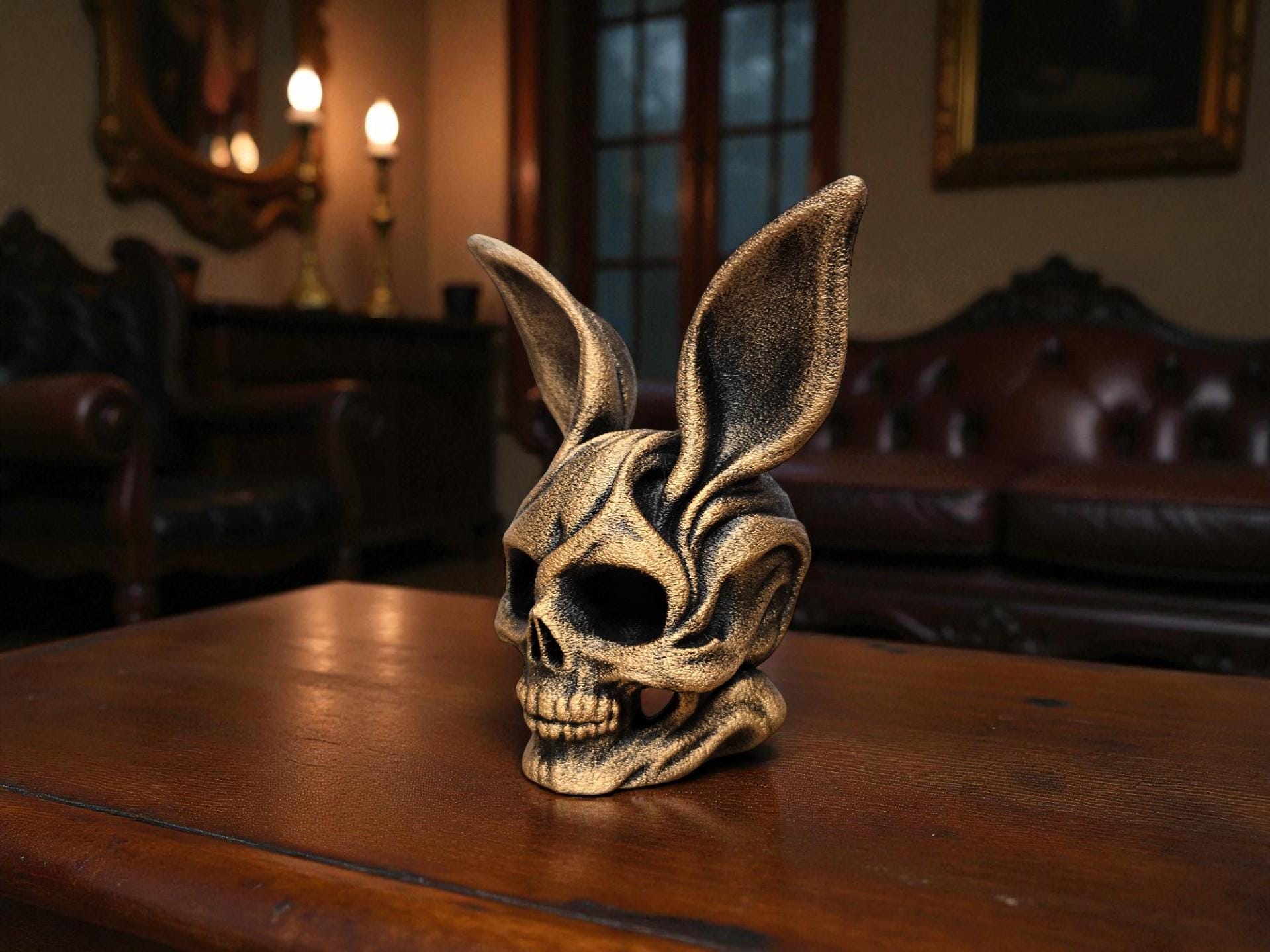 The Hallowed Hare – Hand-painted Skull Bunny Statue (gold or Silver ...