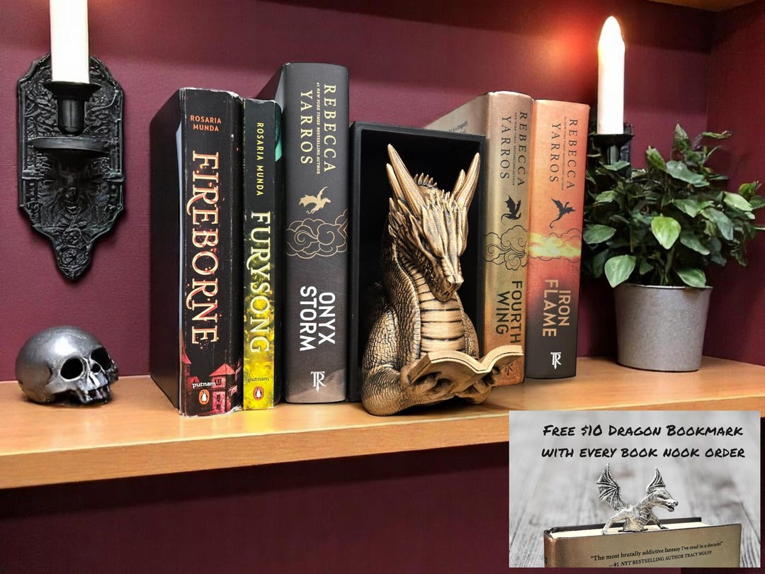 Reading Dragon Book Nook – 3D Printed Fantasy Shelf Decor | Free ...