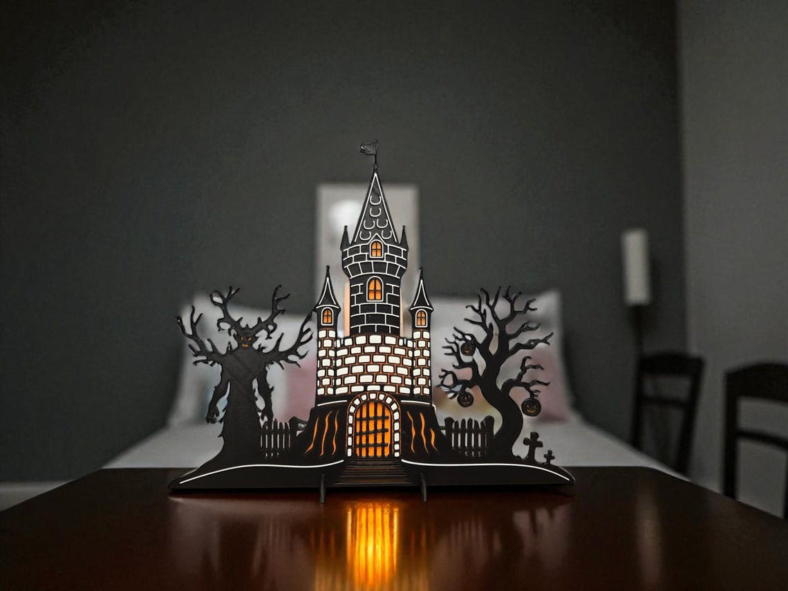 3D Printed Halloween Haunted Village: Spooky Tealight House Set - Etsy