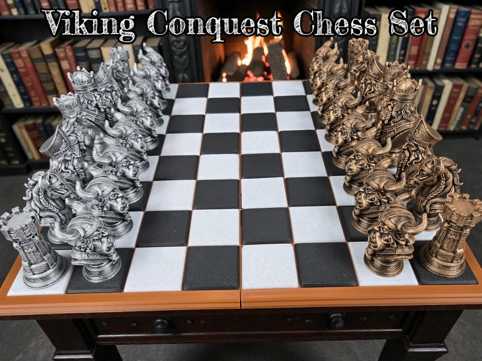 Viking Conquest Chess Set – Hand-painted Gold Vs. Silver | Display ...