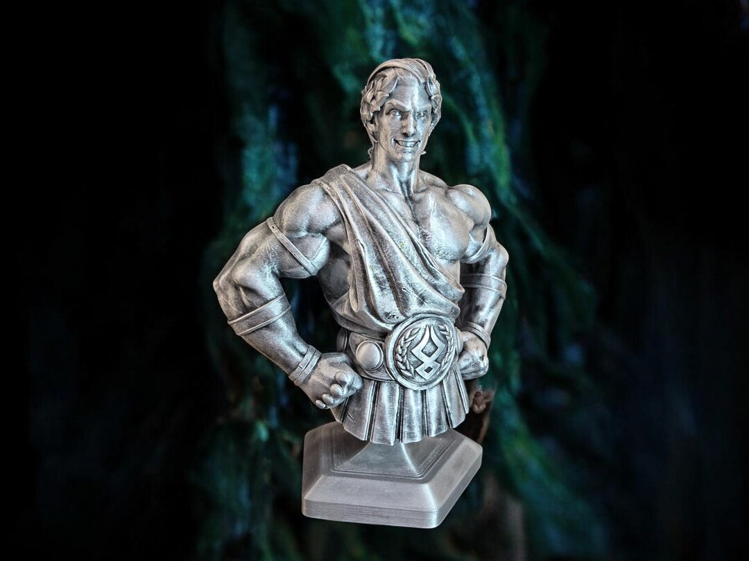 Hand-painted Theseus Bust – *hades* Inspired | 10.5" Silver PLA Statue ...