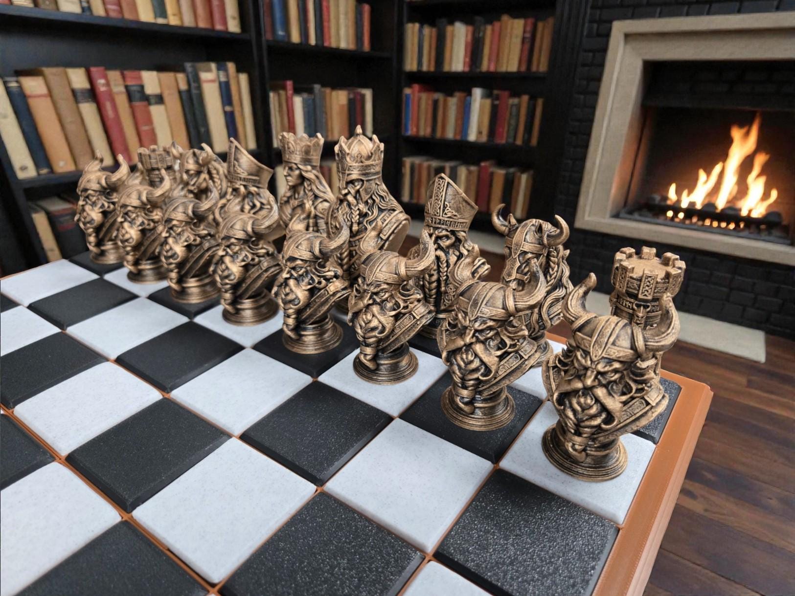 Viking Conquest Chess Set – Hand-painted Gold Vs. Silver | Display ...