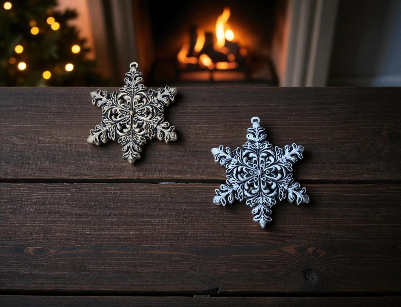 Ethereal Frost: Gothic Snowflake Ornaments (silver or Gold) - Etsy