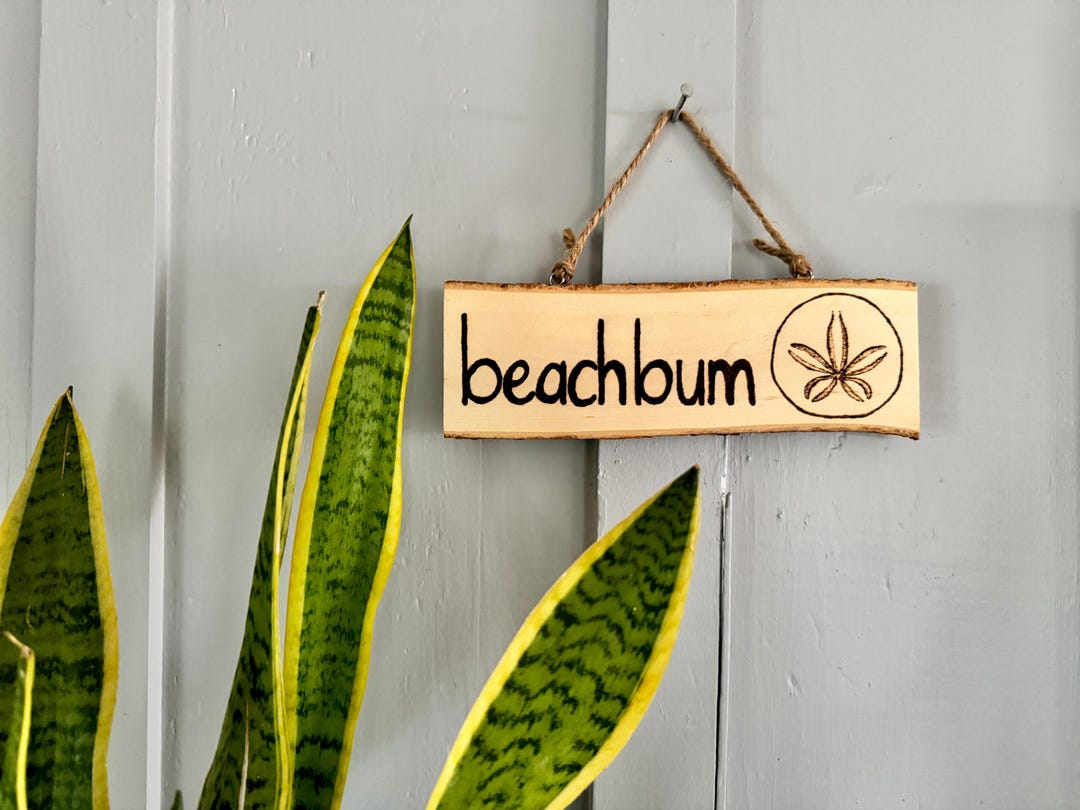 Beach Bum Sandollar Sign Hand Burned Basswood, Woodburning Art ...