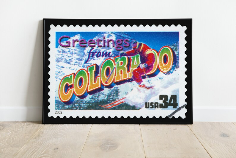 Welcome to Colorado USA Postage Stamp Printing Aesthetic Wall Art Wall ...