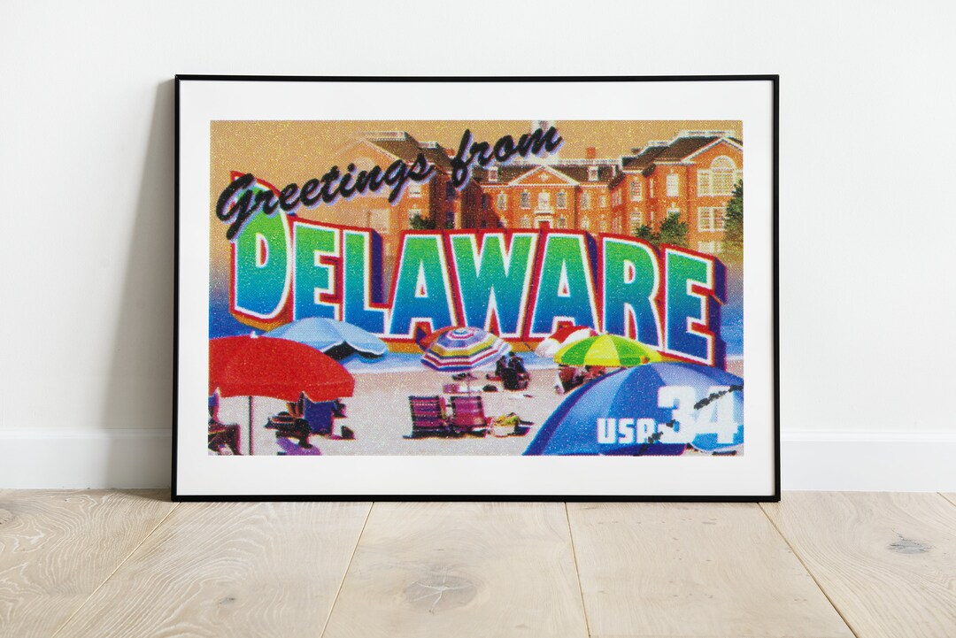 Welcome to Delaware USA Postage Stamp Printing Aesthetic Wall Art Wall ...
