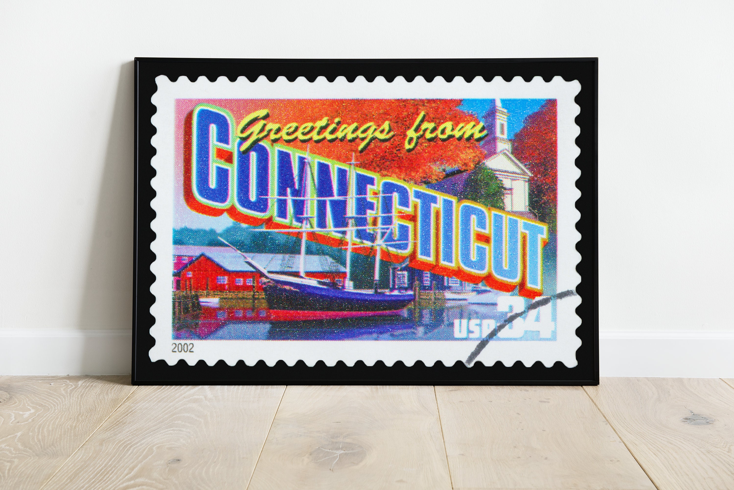 Welcome to Connecticut USA Postage Stamp Printing Aesthetic Wall Art ...