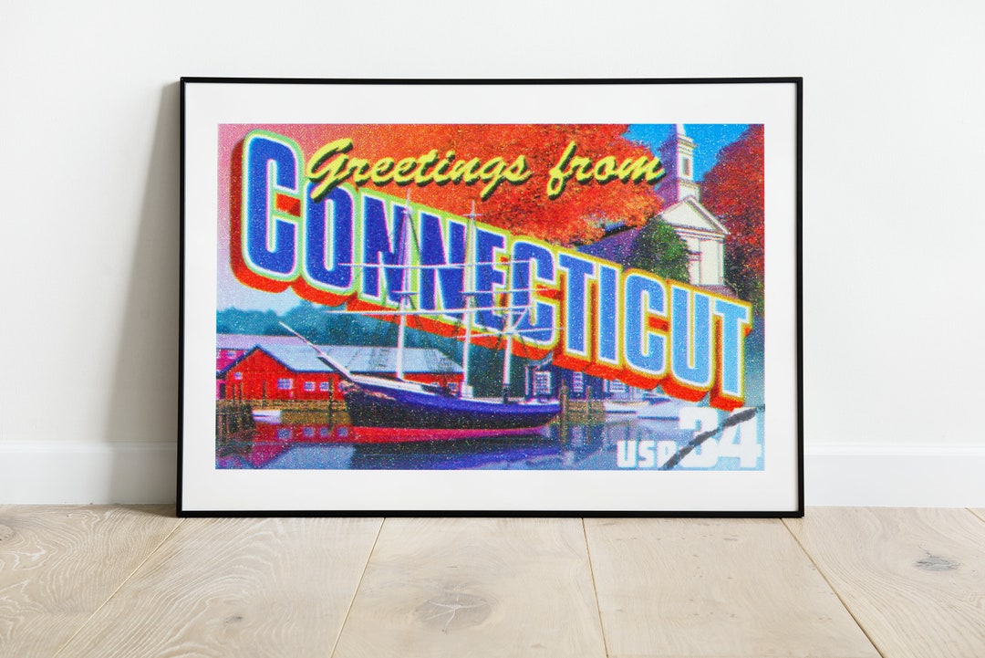Welcome to Connecticut USA Postage Stamp Printing Aesthetic Wall Art ...