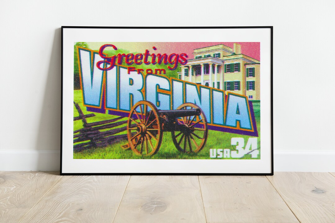 Welcome to Virginia USA Postage Stamp Printing Aesthetic Wall Art ...