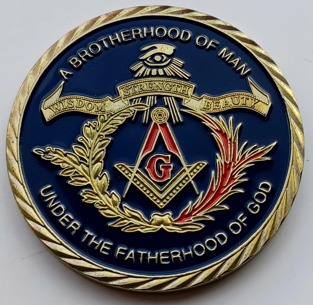 Masonic Coin, 24c Gold Plated, Enamel 40mm, 35g - Freemasonry - Etsy
