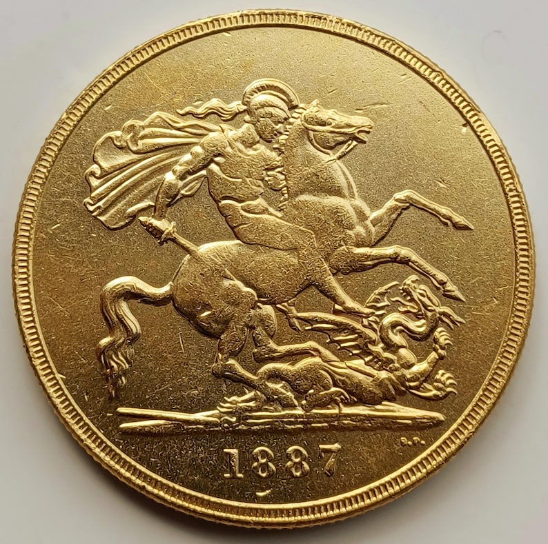 1887 Queen Victoria Quintiple Sovereign British Coin Gift Item for ...