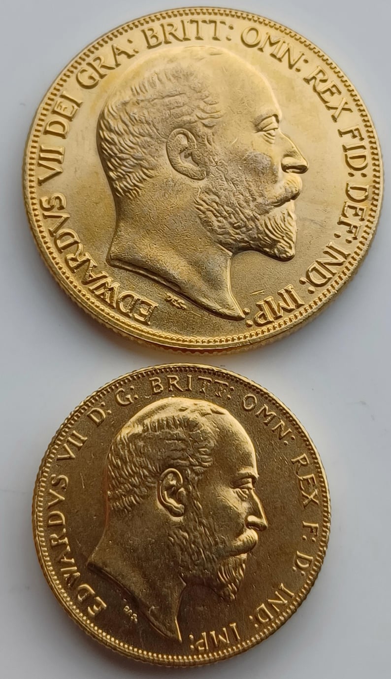 King Edward Vll Sovereign & Double Sovereign British Coin Set Gift Item ...