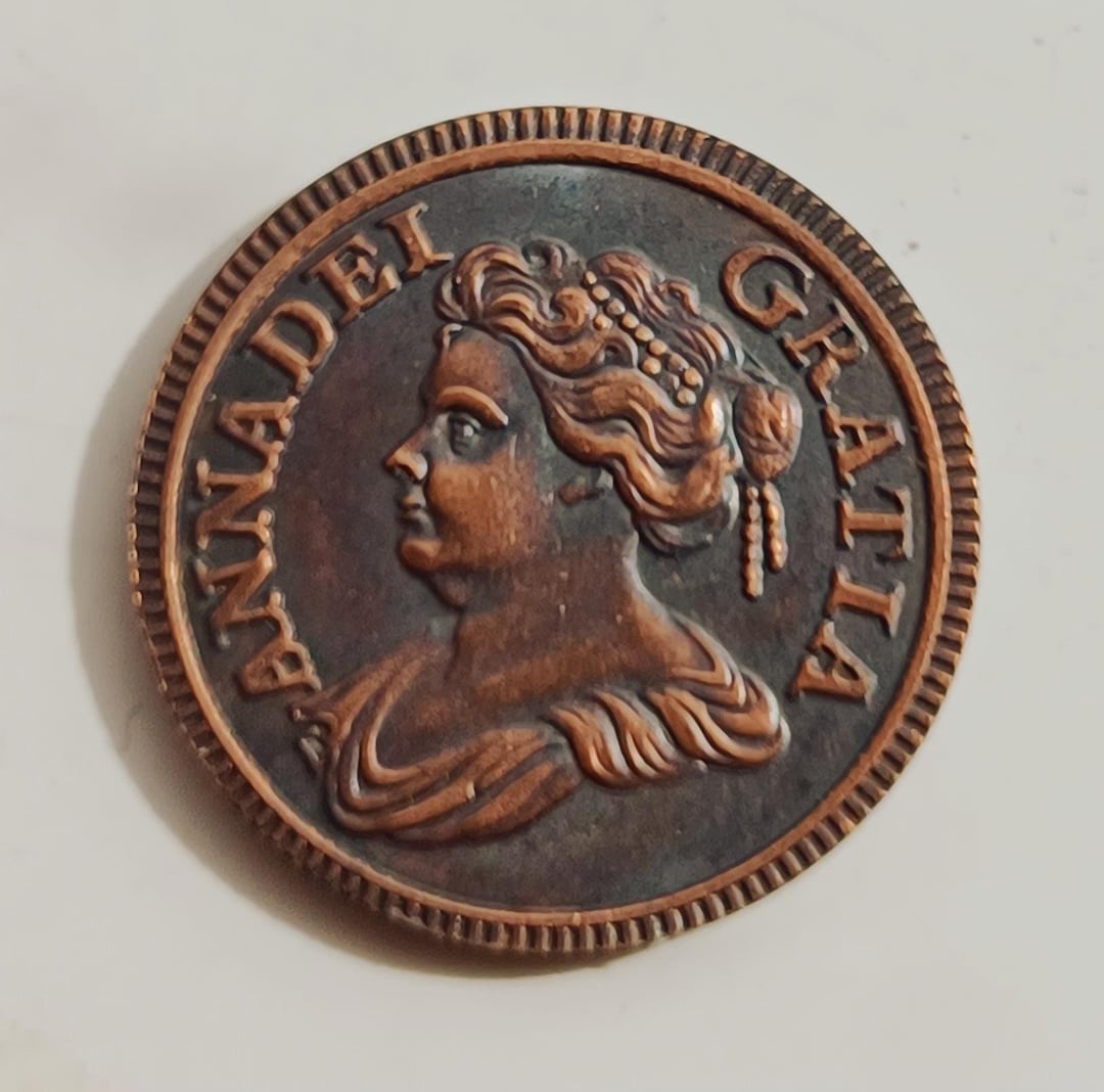 1714 Queen Ann Farthing British Coin - 100% Copper - Etsy