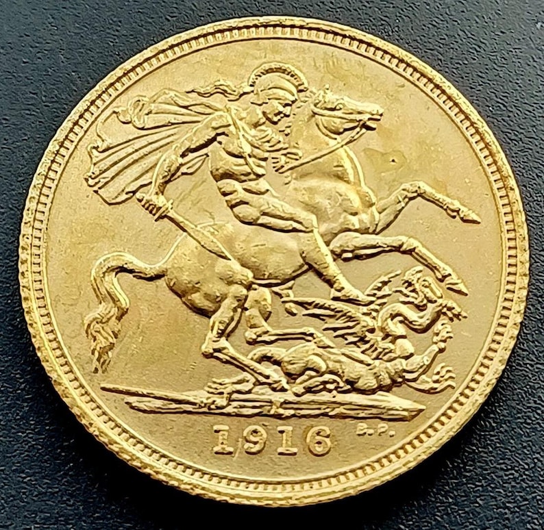 George V Sovereign Coin Gift Item for Collector Restrike British 22c ...