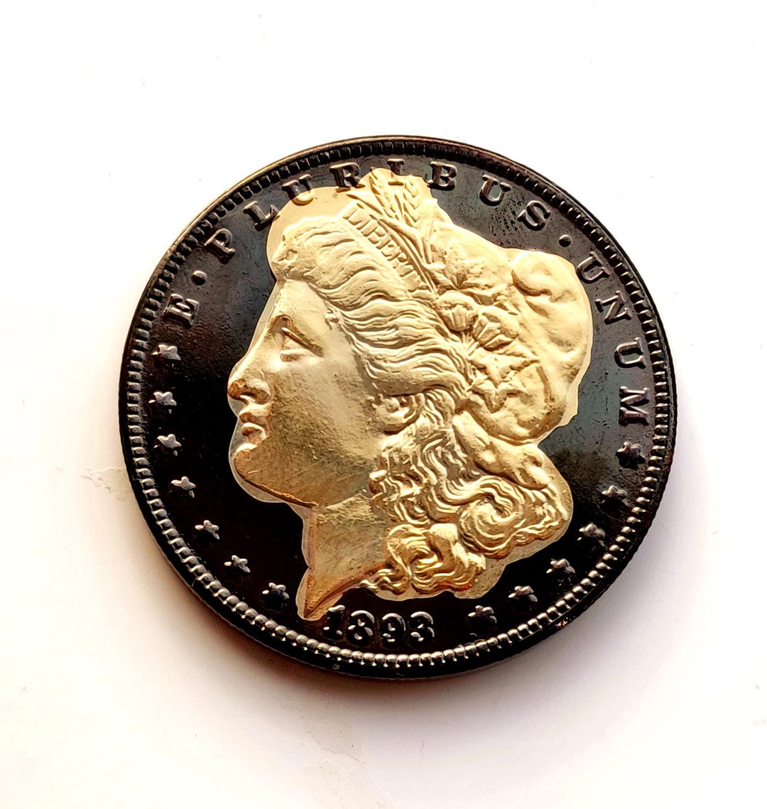 1893 Morgan Dollar Rare Black Color Coin With Gold Plating Collectable ...