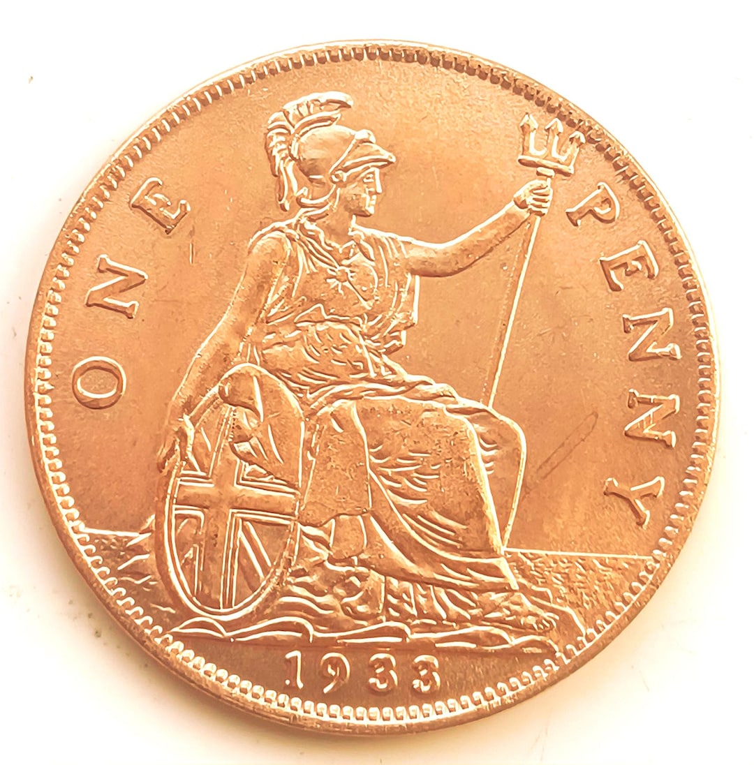 1933 George V Penny Coin, Rare British Penny, Copper Restrike - Etsy UK