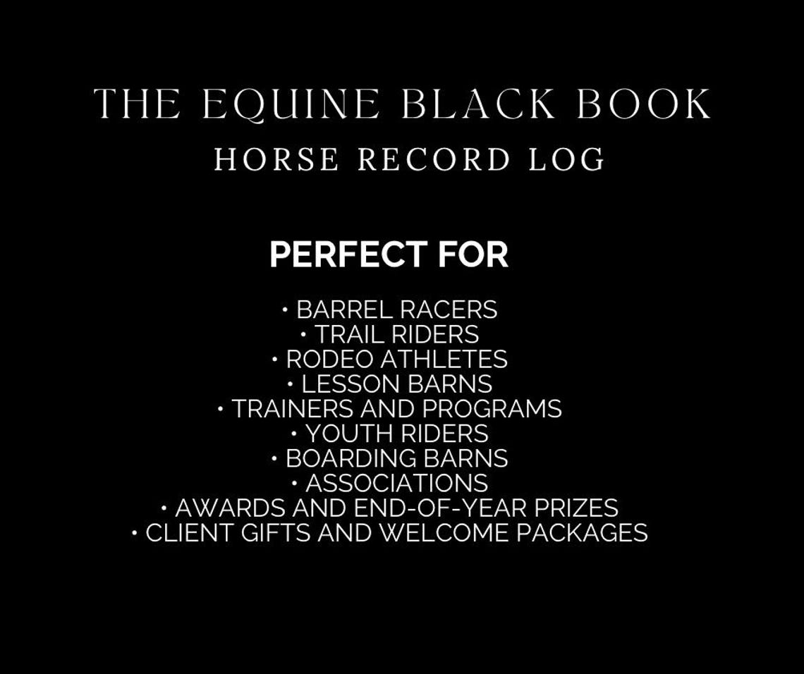 Equine Black Book Horse Record Log | Horse Planner | Vet Log | Hoof ...