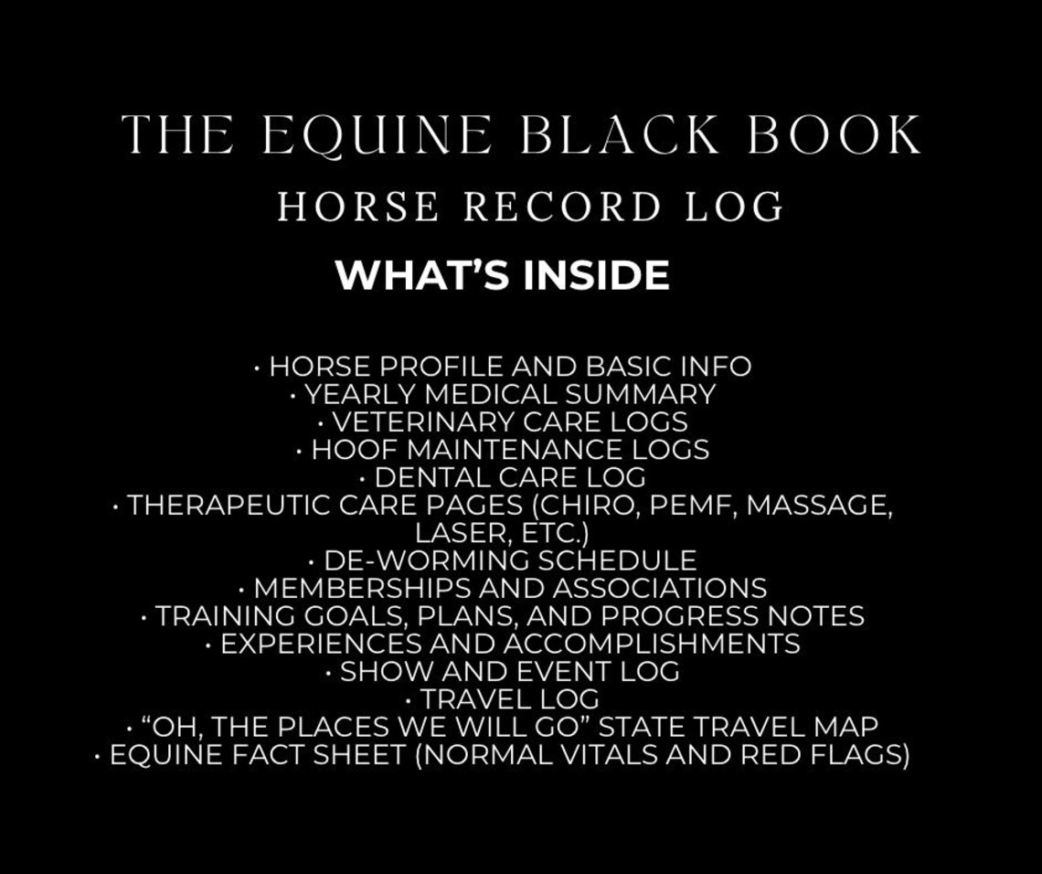 Equine Black Book Horse Record Log | Horse Planner | Vet Log | Hoof ...