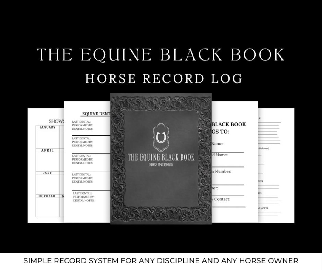 Equine Black Book Horse Record Log | Horse Planner | Vet Log | Hoof ...