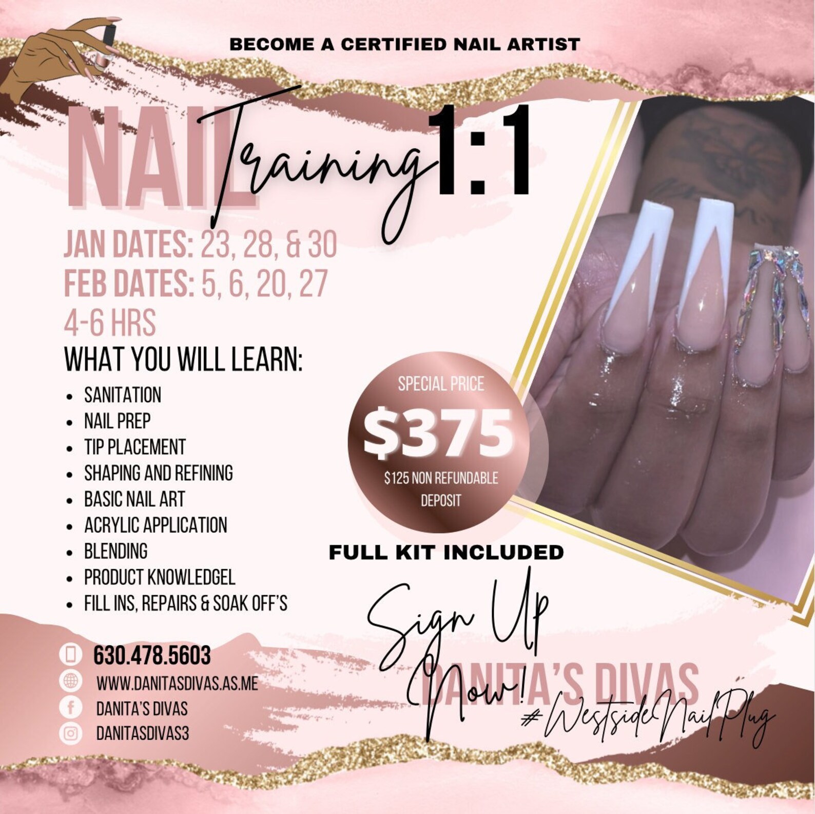 Nail Class Flyer | DIY Nail Flyer | 1on1 Class | One on One | Nails | Hair Class | Waxing ...