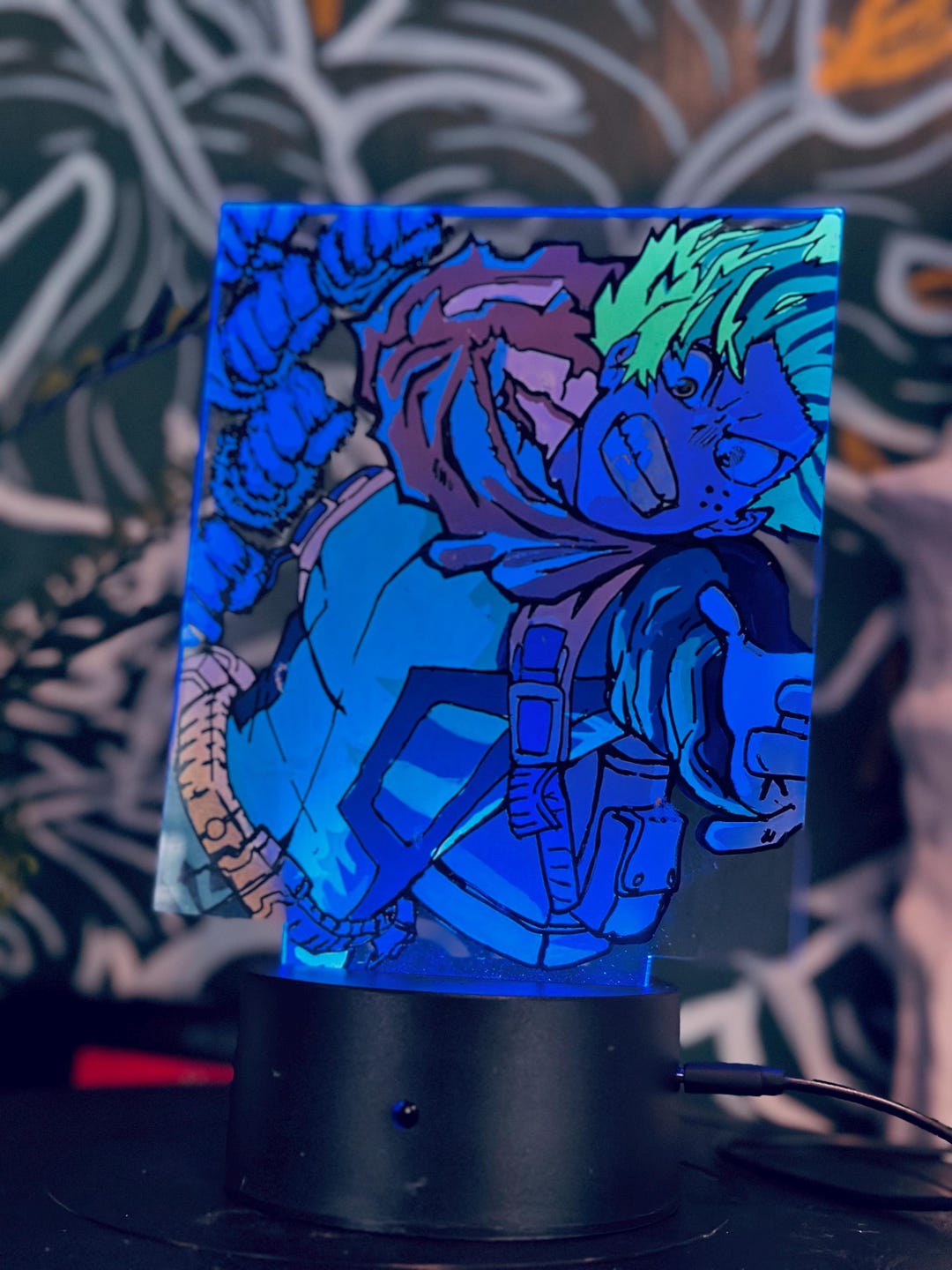 Deku Glass Painting | Hand-painted My Hero Academia LED Art | Usb ...