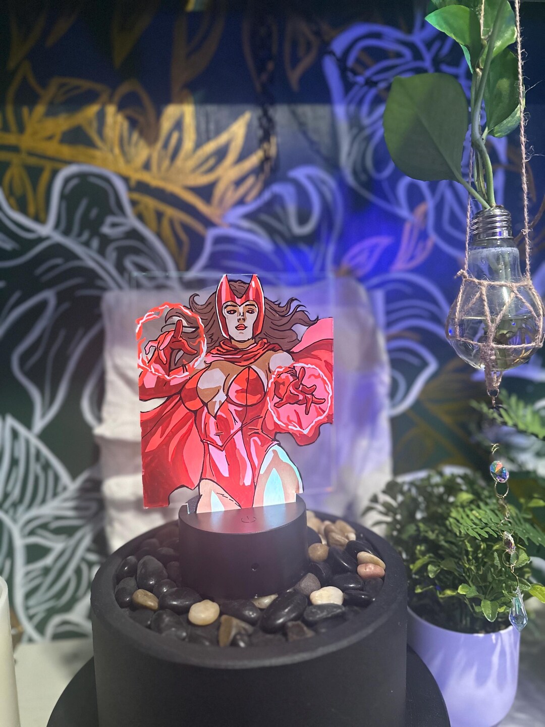 Wanda Anime Reverse Glass Painting With LED Base – Hand-painted ...
