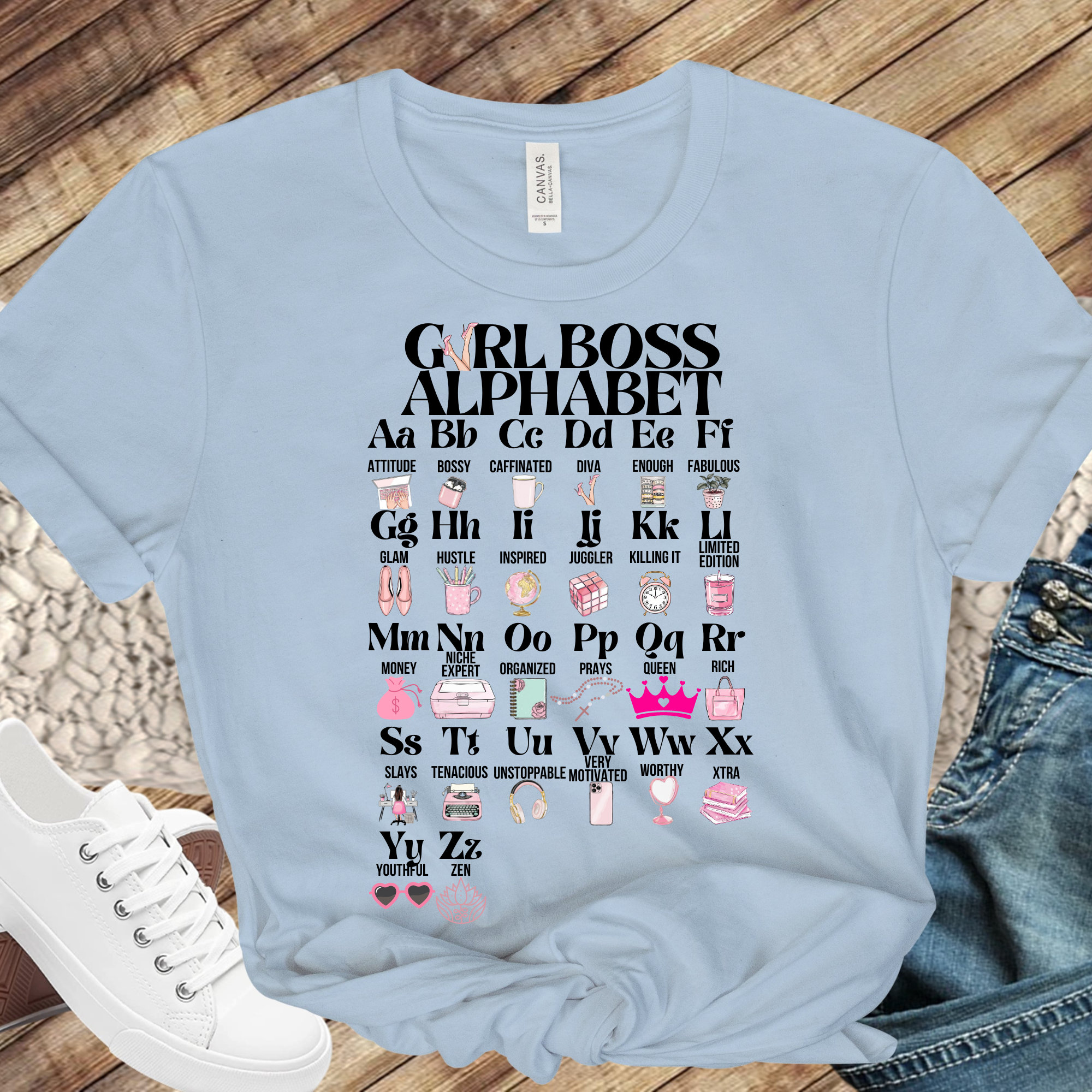 Girl Boss Alphabet Shirt, Trendy Women's Tee, Bella Canvas Oversized ...