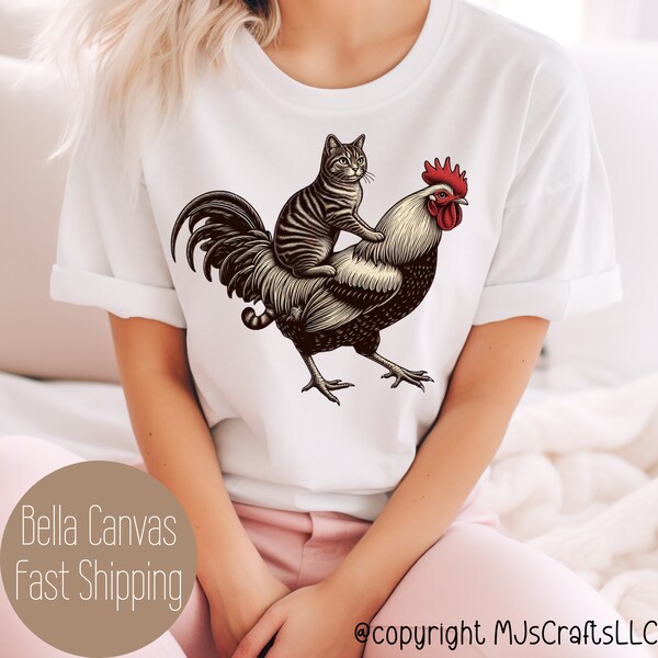 Cat Riding a Chicken - Etsy