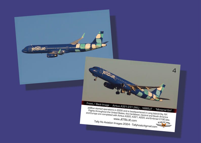 Jetblue Airways Airbus A321 Set of 50 Aviation Trading Cards 2.5x 3.5 ...