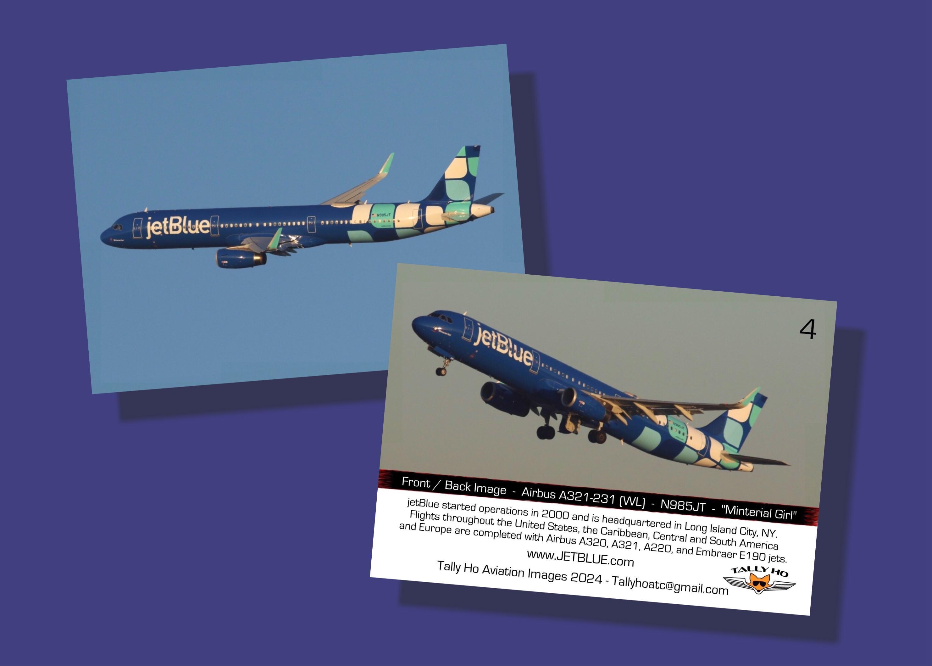 Jetblue Airways Airbus A321 Set of 50 Aviation Trading Cards 2.5x 3.5 ...