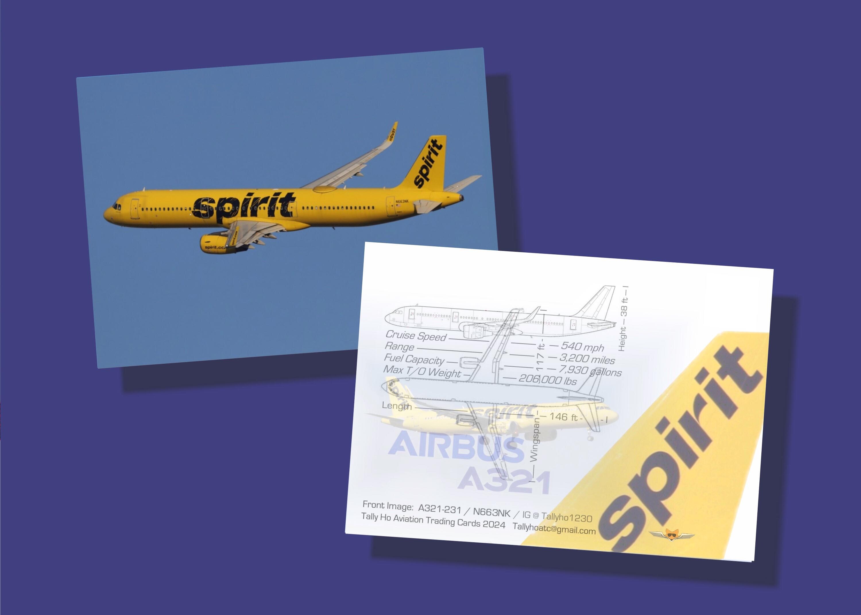 Spirit Airlines Airbus A321 Set of 25 Aviation Trading Cards - 2.5"x 3. ...