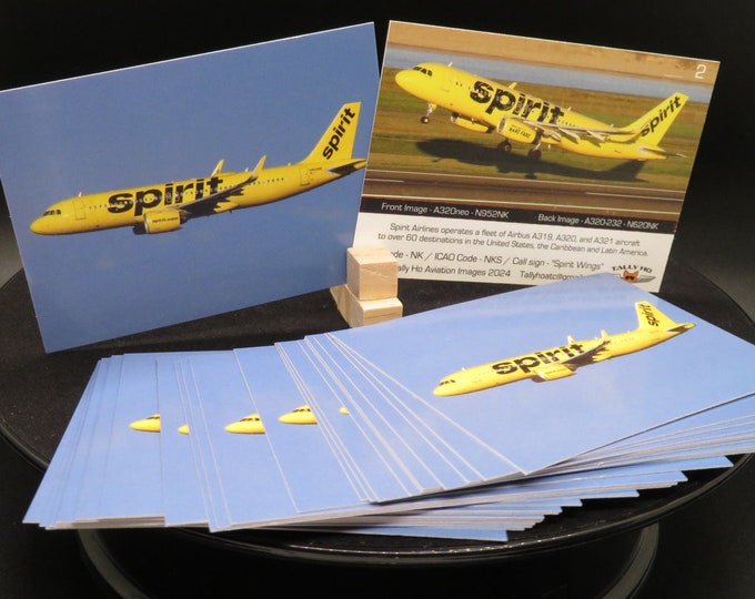 Spirit Airlines Airbus A320 Set of 50 Aviation Trading Cards - 2.5"x 3. ...