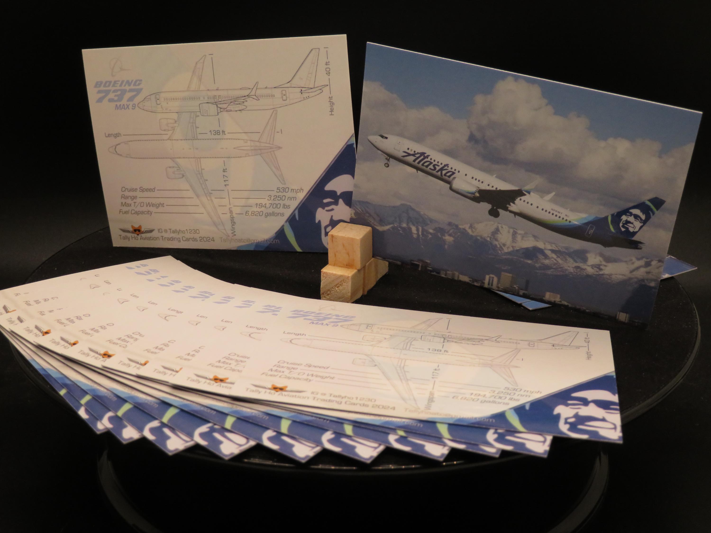 Alaska Airlines Boeing 737 Max 9 - Set of 25 Aviation Trading Cards - 2 ...