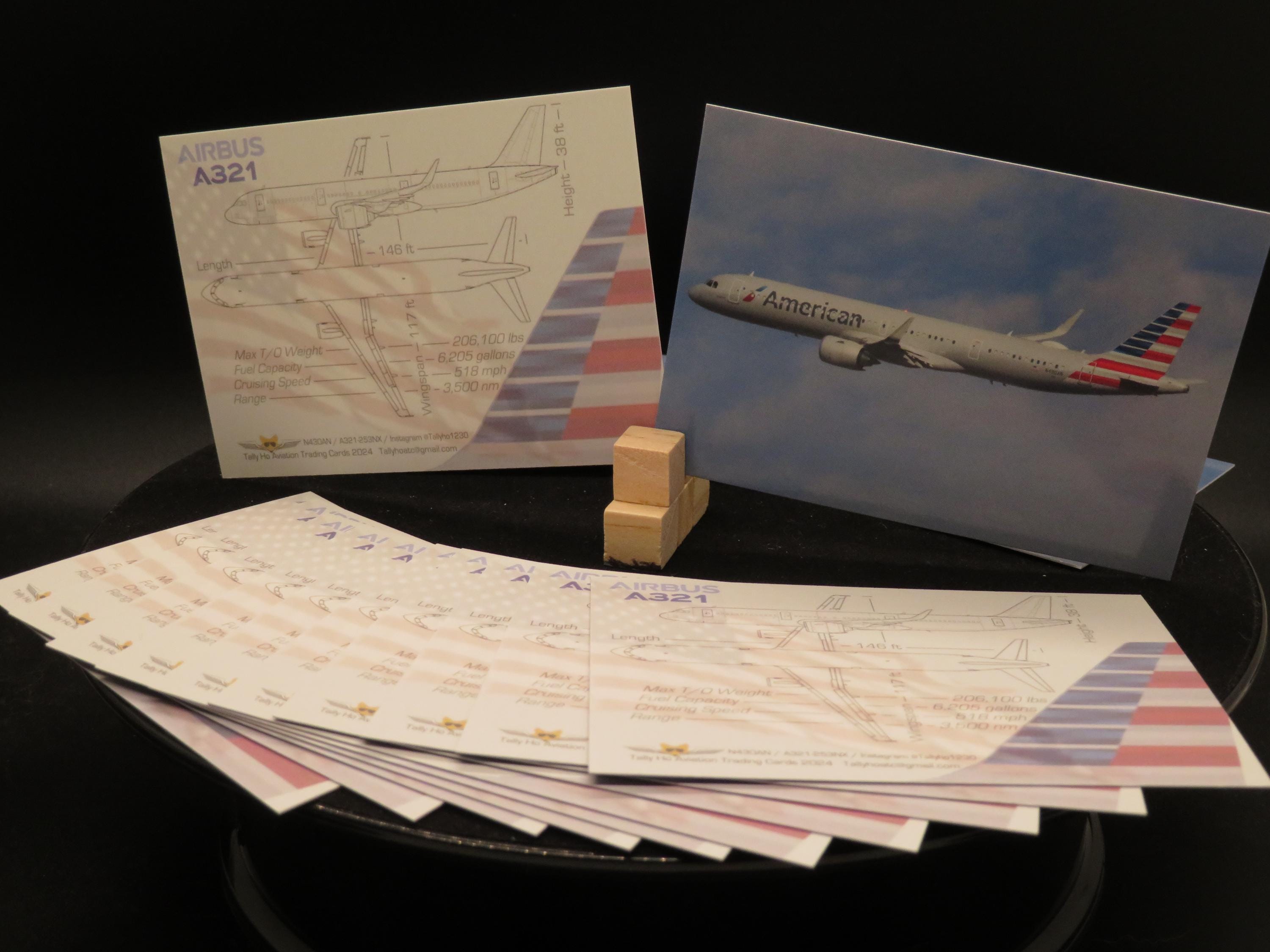 American Airlines Airbus A321 - Set of 25 Aviation Trading Cards - 2.5 ...