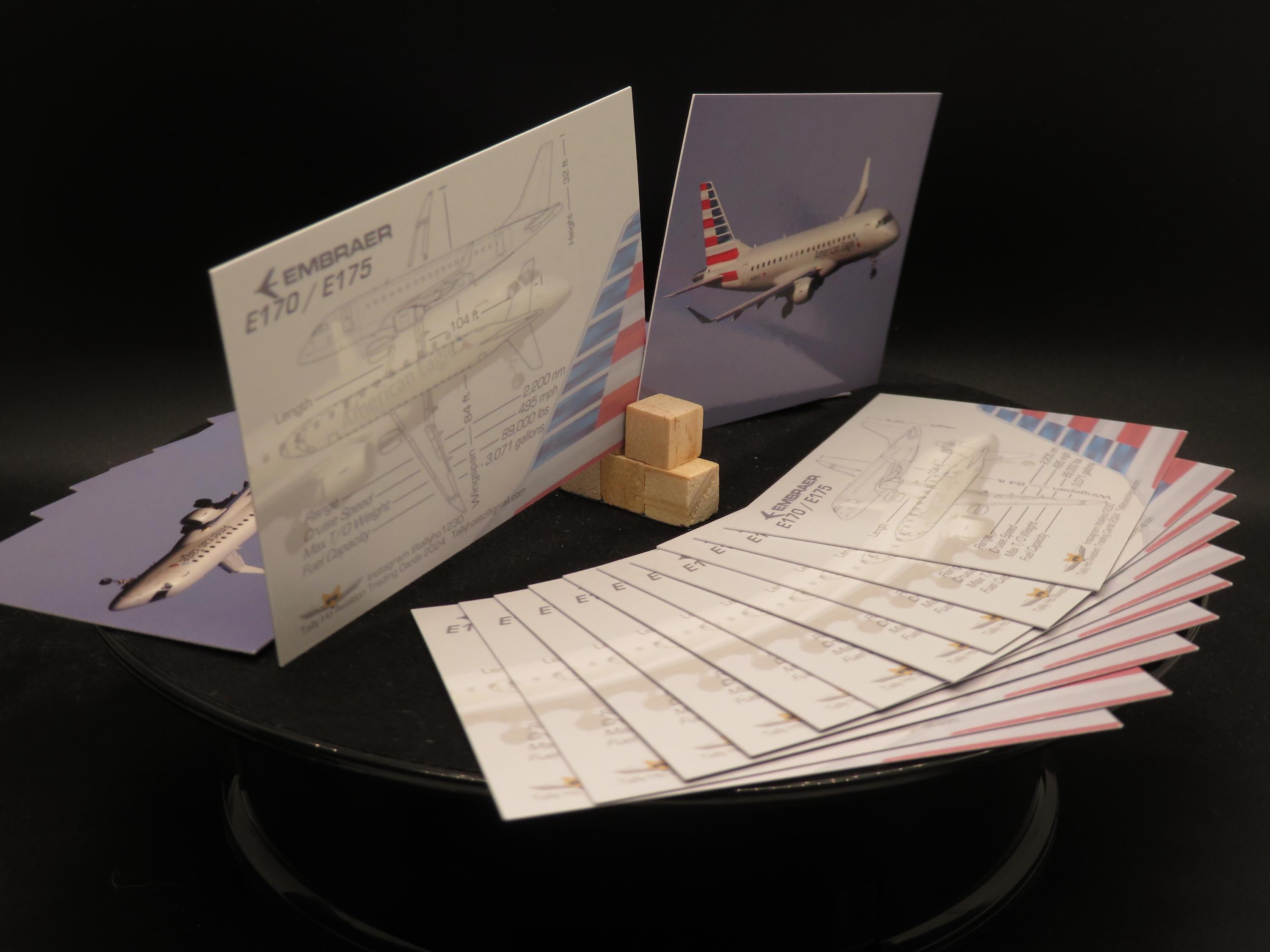American Eagle ERJ 170 / 175 Set of 25 Aviation Airplane Trading Cards ...