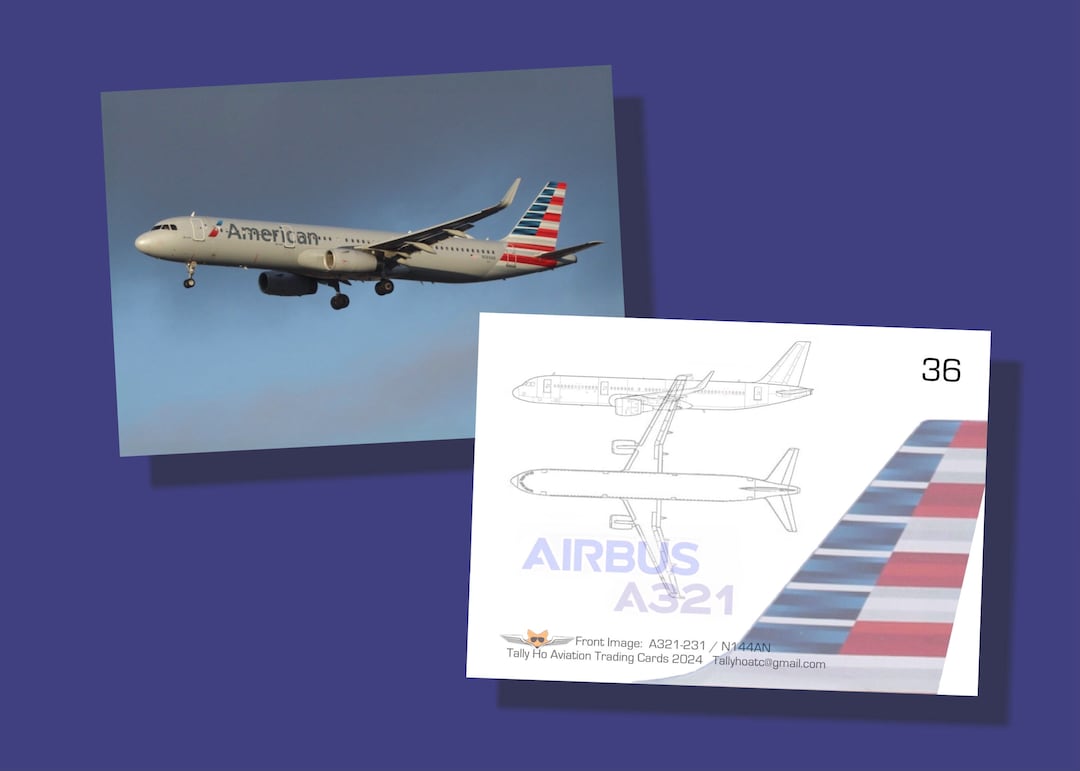 American Airlines Airbus A321 Set of 25 Aviation Trading Cards 2.5x 3.5 ...