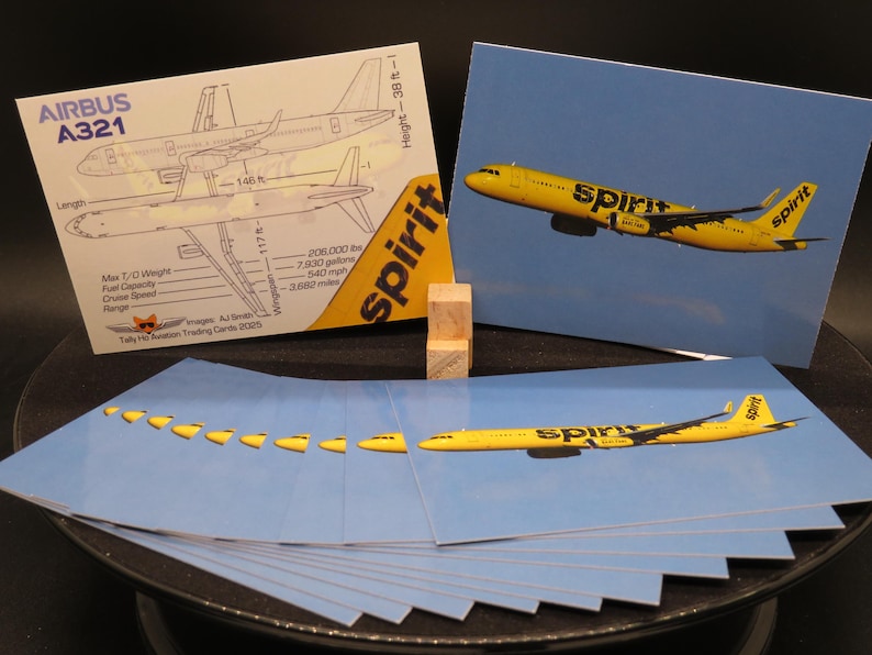 Spirit Airlines Airbus A321 Set of 25 Aviation Trading Cards - 2.5"x 3. ...