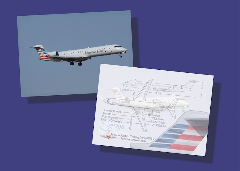 American Eagle CRJ 700 Set of 25 Aviation Airplane Trading Cards - 2.5 ...