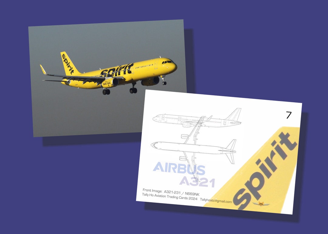 Spirit Airlines Airbus A321 Set of 25 Aviation Trading Cards 2.5x 3.5 ...