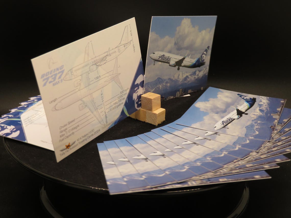 Alaska Airlines Boeing 737 Max 9 - Set of 25 Aviation Trading Cards - 2 ...