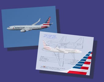 American Airlines Boeing 737 Max 8 - Set of 50 Aviation Trading Cards ...