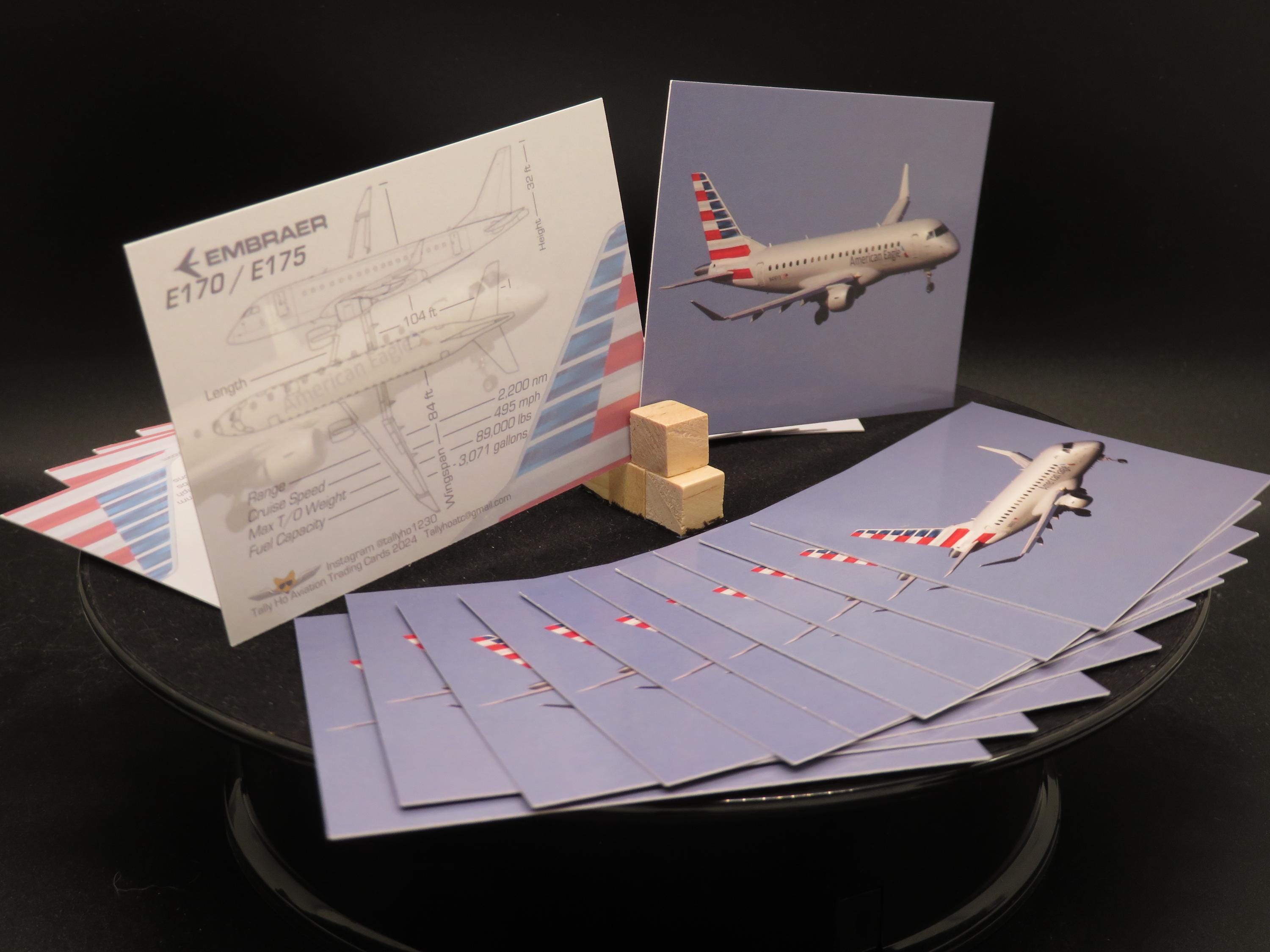 American Eagle ERJ 170 / 175 Set of 25 Aviation Airplane Trading Cards ...