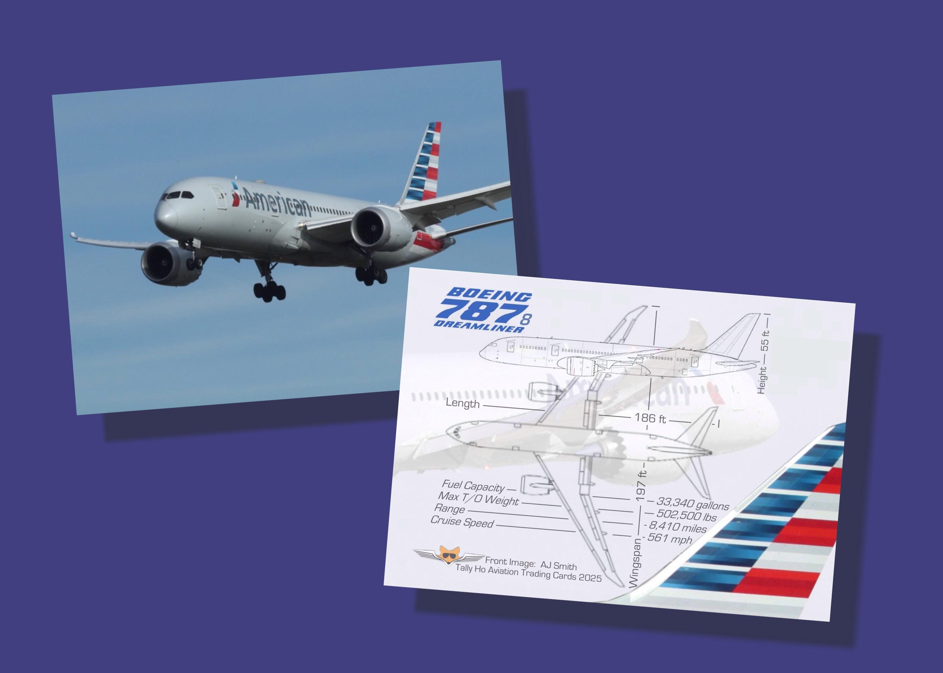 American Airlines Boeing 787 8 and 9 - Set of 50 Aviation Trading Cards ...
