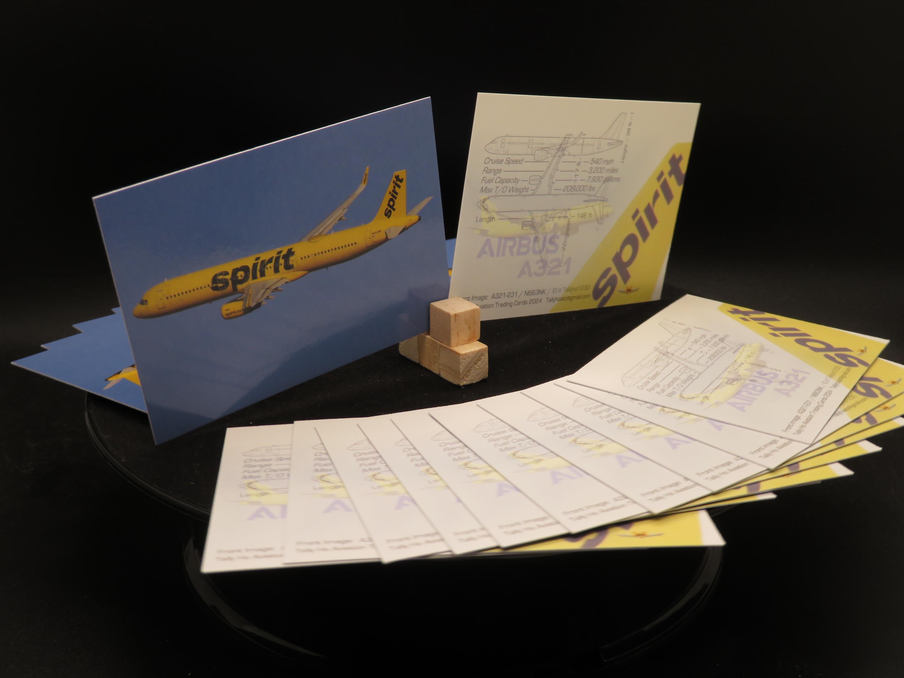 Spirit Airlines Airbus A321 Set of 25 Aviation Trading Cards - 2.5"x 3. ...