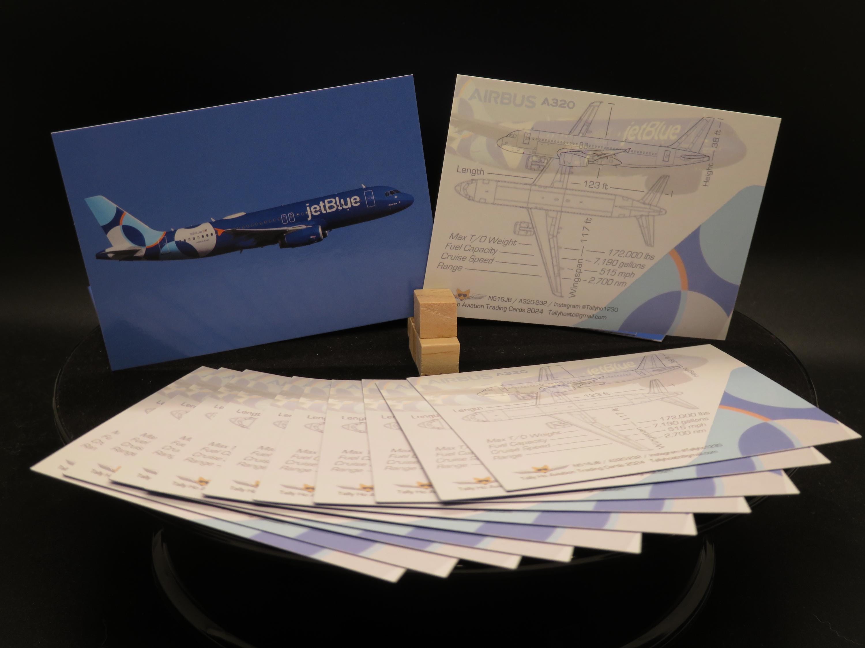 Jetblue Airways Airbus A320 Set of 25 Aviation Trading Cards - 2.5"x 3. ...